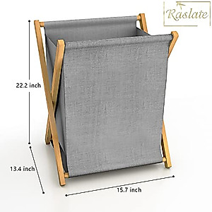 Bamboo Laundry Hamper Portable Folding Laundry Basket Organizer Collapsible Dirty Clothes Hamper with Grey Bag Lightweight for Easy Transportation