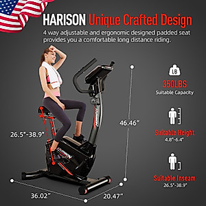 HARISON Indoor Exercise Bike Stationary with Magnetic Resistance Upright Bike for Home Office Cardio Workout