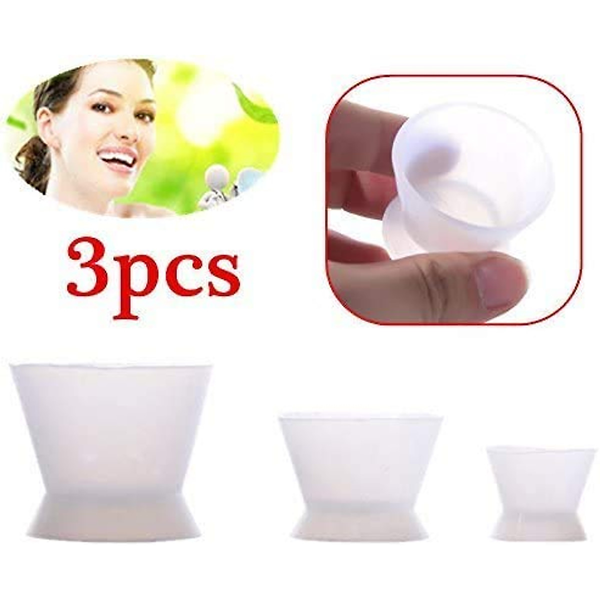 3piece Flexible Dental Lab Silicone Mixing Cup Acrylic NonStick Bowl Dappen Dish