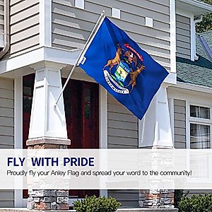 Anley Fly Breeze 3x5 Foot Michigan State Flag - Vivid Color and Fade Proof - Canvas Header and Double Stitched - Mich. MI Flags Polyester with Brass Grommets 3 X 5 Ft