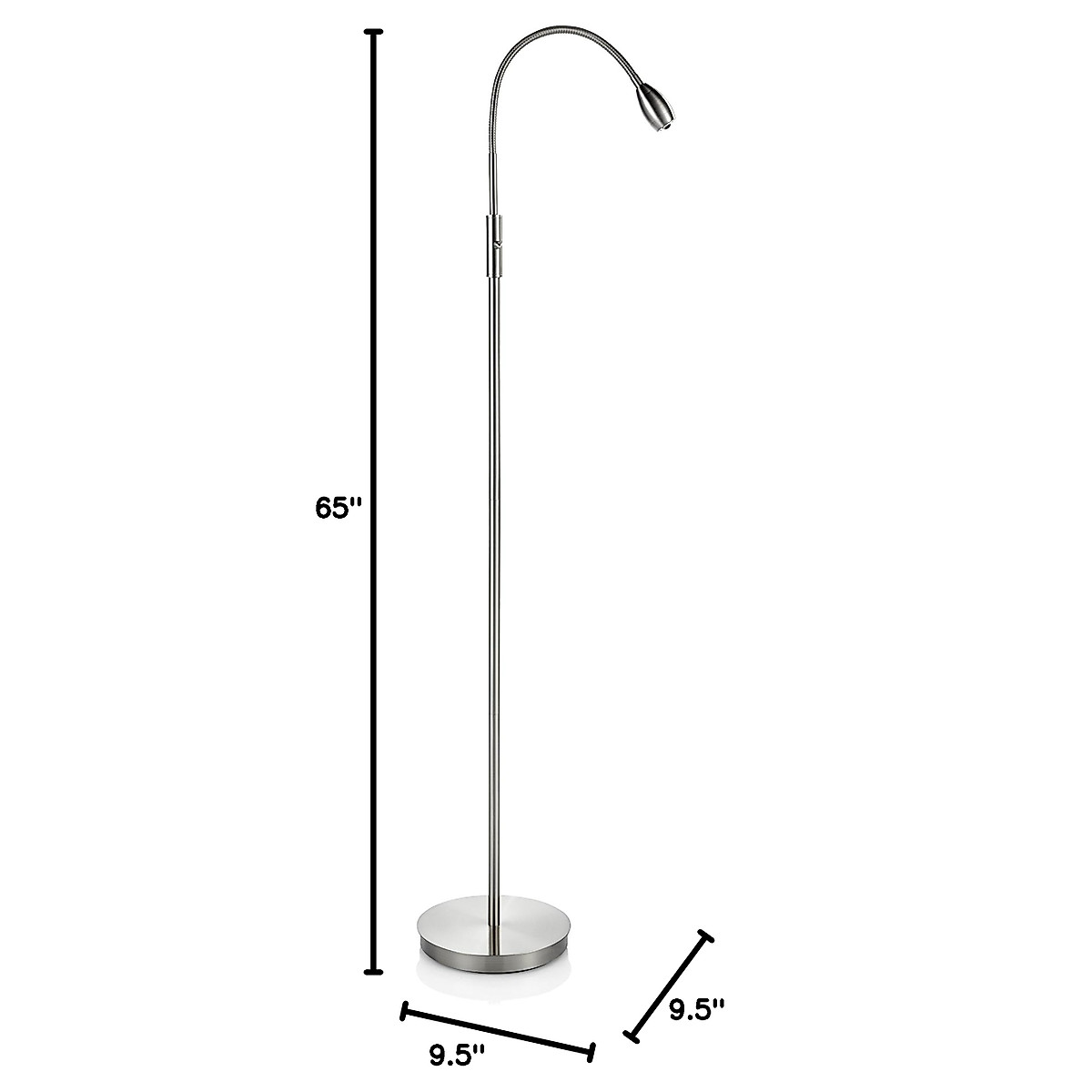 daylight24 402071-15, FOCUS Adjustable Beam LED Floor Lamp, Nickel