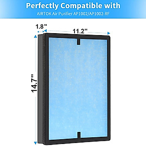 2 Pack AP1002 H13 True HEPA Replacement Filter AP1002-RF, Compatible with AIRTOK AP1002 Air Purifier.