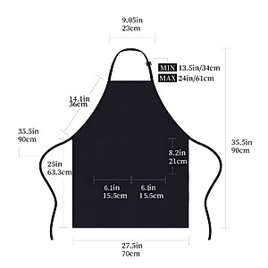 URED 2pcs Black Apron For Women，Bib Kitchen Apron Set，Extra Long Protection From Knee To Chest，Nail Tech Apron With Pockets，Artist Apron With Pockets，Chef Apron Elegant life RPET fabric