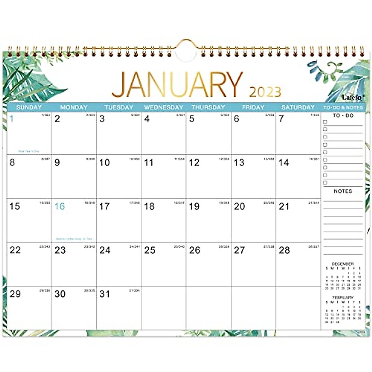 Wall Calendar 2023 - 12 Monthly Calendar 2023, Jan. 2023 - Dec. 2023, 2023 Calendar with Julian Date, 14.6" x 11.5",Twin-Wire Binding, Blank Block with Julian Dates, Perfect 2023 Wall Calendar for Organizing