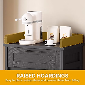 DWVO 10 Gallon Trash Cabinet with Storage Cabinet ＆ Drawer, Wooden Tilt Out Trash Cabinet Hidden Garbage Bin Cabinet, Tilt-Out Hamper for Kitchen Island, 20.5" W x 14" D x 39" H, Black