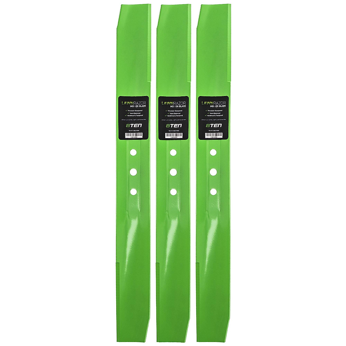 8TEN LawnRAZOR Mower Blade for Toro Recyclers Steel 22 inch Decks 108-9764-03 104-8697-03 131-4547-03 (Medium Lift) 3 Pack