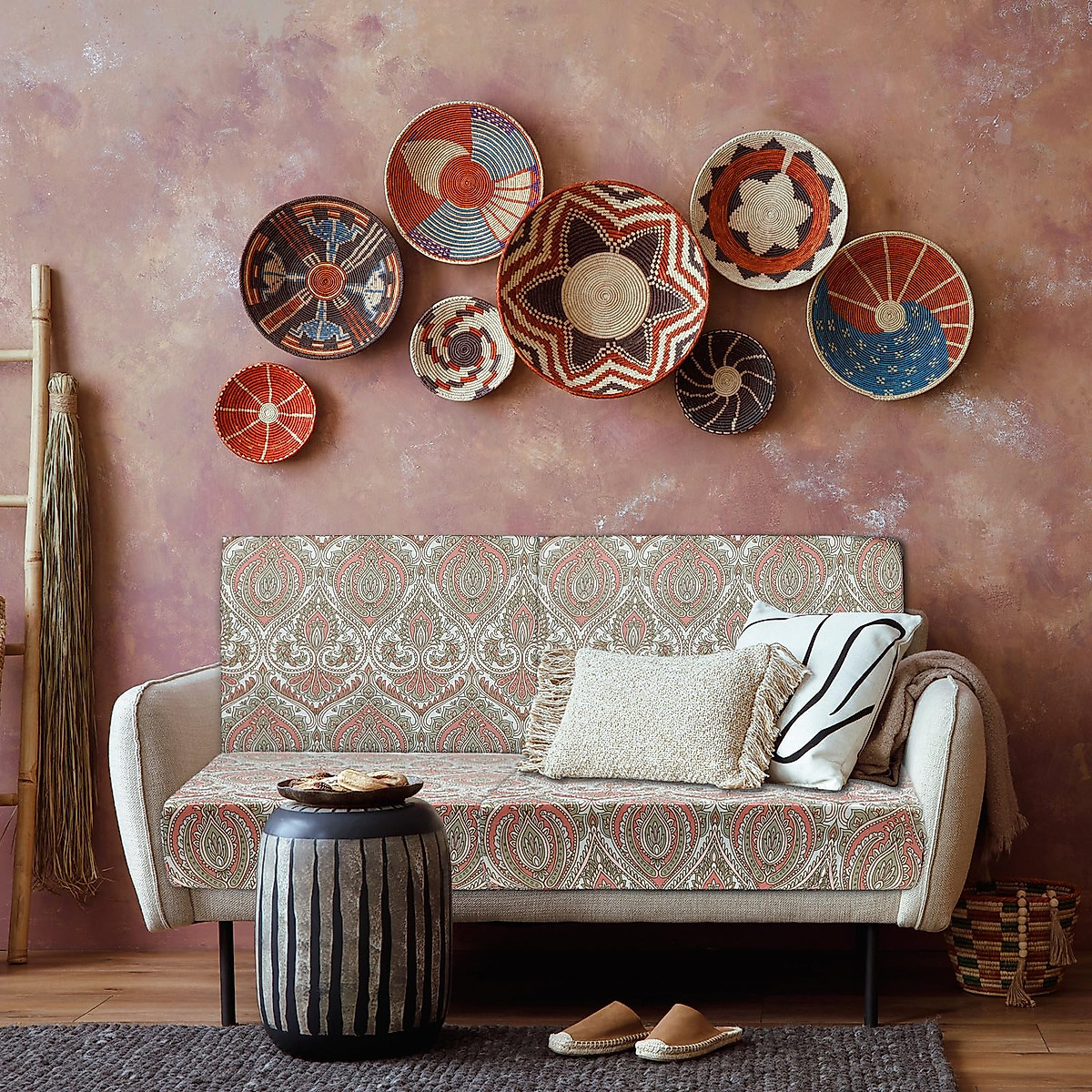 Newwiee 12 Pcs Patio Stretch Sofa Cushion Covers Outdoor Cushion Cover Replacement Couch Slipcover Sofa Seat Cover Flexibility Chair Cushion Cover Porch Patio Furniture Protector (Red,Paisley Print)