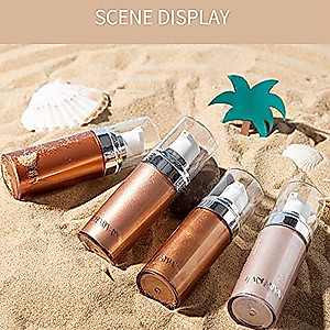Go Ho Face Body Illuminator,Liquid Highlighter Makeup Moisturizing Face Luminizer,Waterproof Smooth Liquid Spray Shine Shimmer Glow Foundation - Bronzer Body & Face(#3 Bronzer Golden)