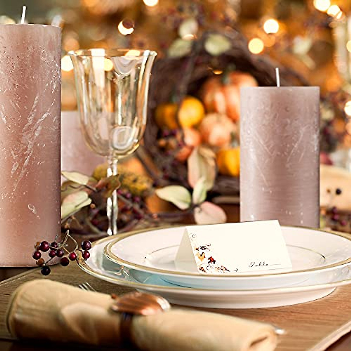 SPAAS Rustic Beige Pillar Candles - 2.7" X 5" Decorative Candles Set of 4 - Clean Burning and Dripless Unscented Rustic Pillar Candles for Home Decorations, Party, Weddings, Spa, Restaurant