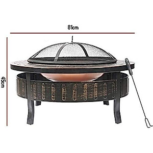 LEAYAN Garden Fire Pit Large Bonfire Wood Burning Patio Coal Grill Firepit for Grill Charcoal Grill with Spark Screen Poker with Cover BBQ Cooking for Camping Backyard Portable Grill Barbecue Rack
