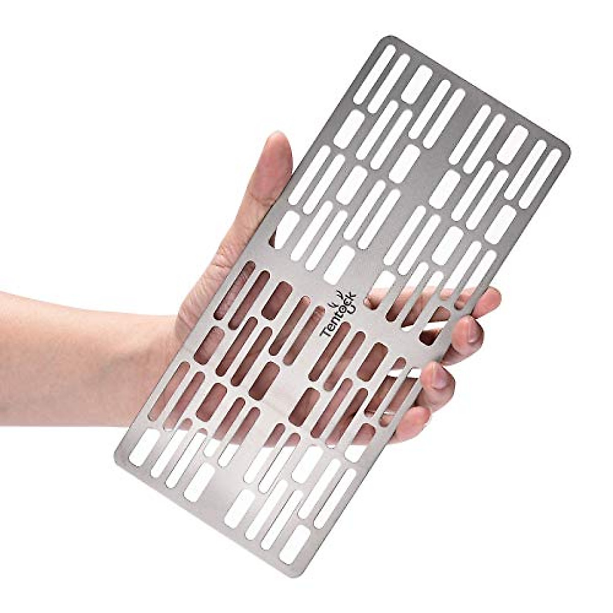 Tentock Titanium Barbecue Grill Plate Ultralight Campfire Grate Grills Portable Baking Cooling Rack Roasting Kitchen Utensils for Backpacking Hiking Cooking with Storage Bag