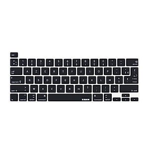 XSKN French Language Black Silicone Keyboard Cover Skin for Touch Bar Models 2019 New MacBook Pro 16 inch A2141 2020 New MacBook Pro 13.3 inch A2251 A2289 A2338 M1 Keyboard US & EU Common Version
