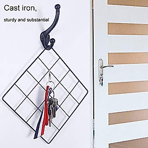 WEBI Rustic Coat Hooks:5 Cast Iron Hooks for Hanging,Heavy Duty Antique Vintage Wall Hooks for Towel,Robe,Farmhouse,Mudroom,Closet,Black