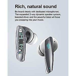 True Wireless Stereo Bluetooth Earbuds with Charging Case, Bluetooth 5.0 in-Ear Stereo Headphones, Built-in Mic, Premium Sound Earphones, Deep Bass, HiFi Audio, Sports White