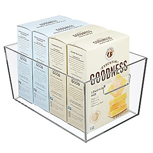 mDesign Modern Plastic Kitchen Pantry Cabinet, Refrigerator Food Storage Bin with Handles - Organizer for Fruit, Yogurt, Snacks, Pasta - 12" Long - 2 Pack - Clear