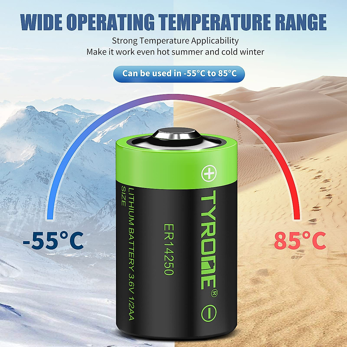 1/2 AA Size LS 14250 ER14250 3.6 Volt 1200 mAh Lithium Batteries 4 Pack, Tyrone Batteries Compatible for Dogwatch Dog Collar and Some of Movement Monitor/Home Security System/Alarm System