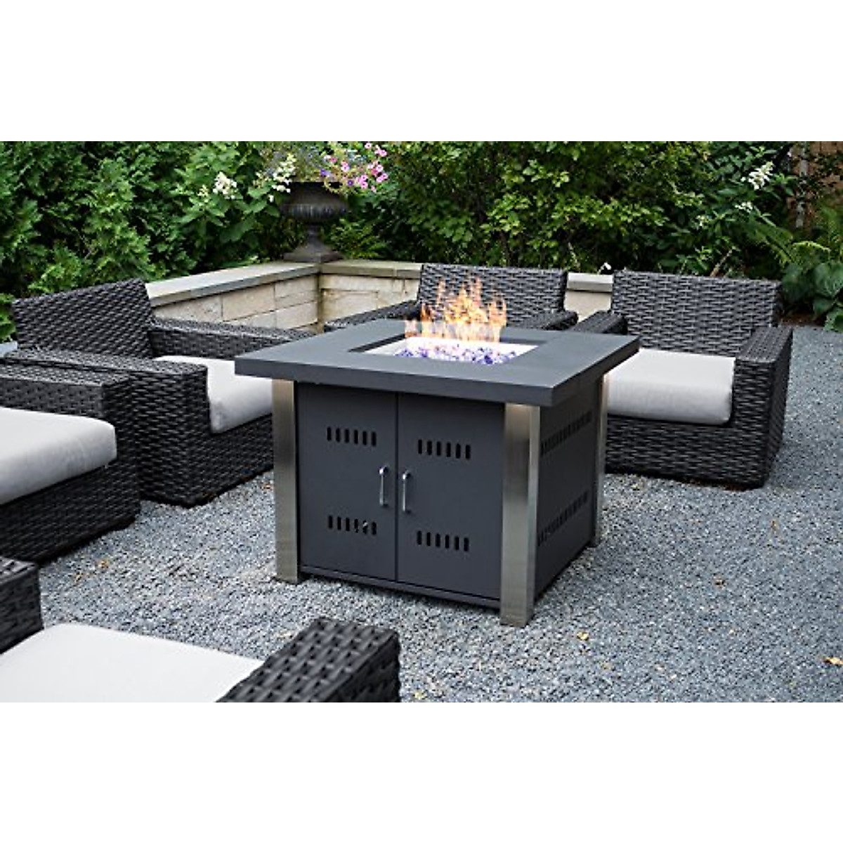 Pleasant Hearth OFG901T Montreal Square Gas Fire Pit Table, 38"