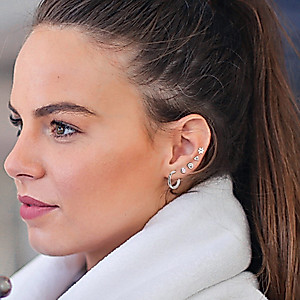 LOLIAS 21Pairs Surgical Steel Flat Back Earrings Hypoallergenic 20G Screw Back Nap Stack Cartilage Earring Stacks