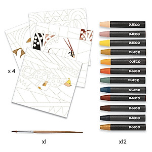 DJECO Inspired by Desert Watercolor and Crayon Art Kit, Paul Klee, Multi, 1 Count (Pack of 1)