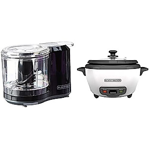 Black+Decker HC150B 1.5-Cup One-Touch Electric Food Chopper, Capacity & Rice Cooker, 6-cup, White