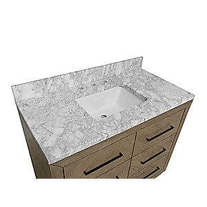 Avery 42-inch Bathroom Vanity (Carrara/Gray Oak): Includes Gray Oak Cabinet with Stunning Carrara Marble Countertop and White Ceramic Sink