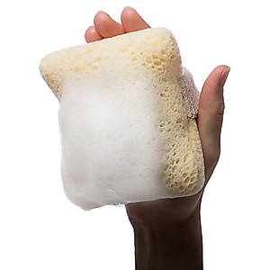 MartiniSPA Exfoliating Body & Shower Sponge with Soap Pocket. All Natural Italian Deep Cleansing Sponge with Soap Saver Pouch & Hand Strap for Men & Women - Use in Shower or Bath - 2 Units/Beige Color