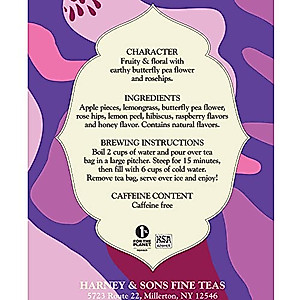 Harney Fresh Brew Iced Tea Indigo Punch, Butterfly Pea Flower, Three 2-quart bags