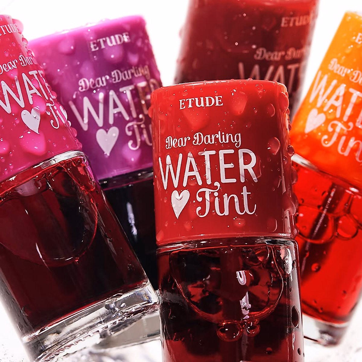 ETUDE Dear Darling Water Tint - Orange Ade | Vivid Color Lip Stain with Moisturizing Weightless & Non-sticky Finish Lip Stain | Smudge-proof Lip Tint | Korean Makeup, Perfect for Gift