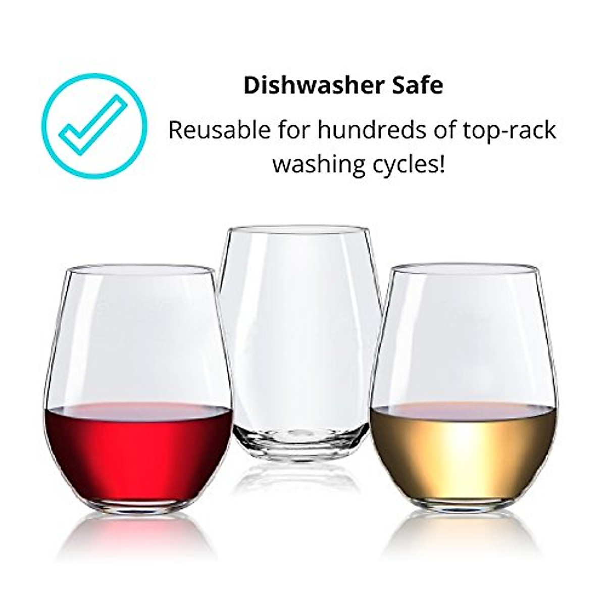BONDII Unbreakable Stemless Wine Glasses (Set of 4) - 20 oz Shatterproof Tritan Plastic Wine Cups - 100% Top Rack Dishwasher Safe - For Indoor or Outdoor Use