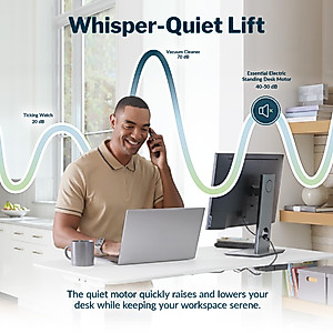 Vari Essential Height Adjustable Electric Standing Desk - Home Office Standing Desk with VariDesk Sturdy T-Legs - Quiet Motorized Standing Desk - 48x24 Inch Small Standing Desk - White, 1 Box