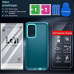 LeYi for Samsung Galaxy A03S Case, Samsung AO3S Phone Case with [2 Pack] Tempered Glass Screen Protectors, 3 in 1 Full Body Shockproof Rubber Dustproof Rugged Defender Case for Galaxy A03S, Teal Blue