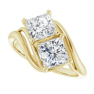 10K Solid Yellow Gold Handmade Engagement Rings 2.0 CT Princess Cut Moissanite Diamond Solitaire Wedding/Bridal Ring Set for Womens/Her Propose Rings (6.5)