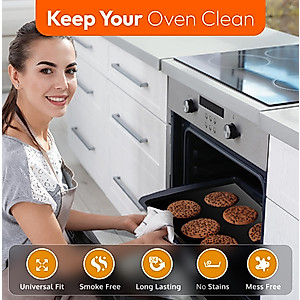 2 Pack Large Thick Heavy Duty Non Stick Teflon Oven Liners Mat, 17"x 25" BPA and PFOA Free, for bottom of Electric Oven Gas Oven Microwave Charcoal or Gas Grills