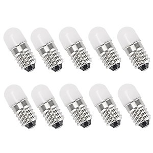 E10 LED Bulbs 12V Warm White AC/DC E10 Miniature Screw LED Lamps 0.5Watts 65Lm 12 Volt Miniature Flashlight Bulbs (10)