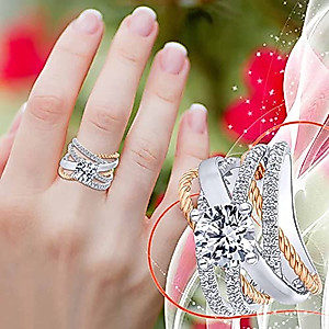 Engagement Round Cut Zircons Women Wedding Rings Jewelry Rings for Woman Full Diamond Ladies Ring Casual Rings for Women (Gold, 11)