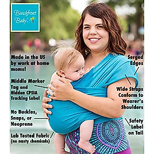 Beachfront Baby Wrap - Versatile Water & Warm Weather Baby Carrier | Made in USA with Safety Tested Fabric, CPSIA & ASTM Compliant | Lightweight, Quick Dry (Mermaid Teal, One Size)