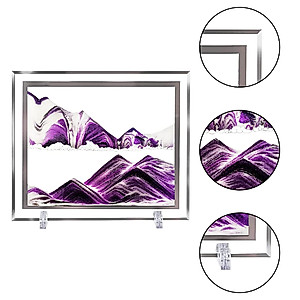 Muyan Moving Sand Art Picture Sandscapes in Motion Dynamic Sand Picture Glass 3D Deep Sea Display with Stand Decor Desktop Home Office Creative Gift (Purple, 7inch)