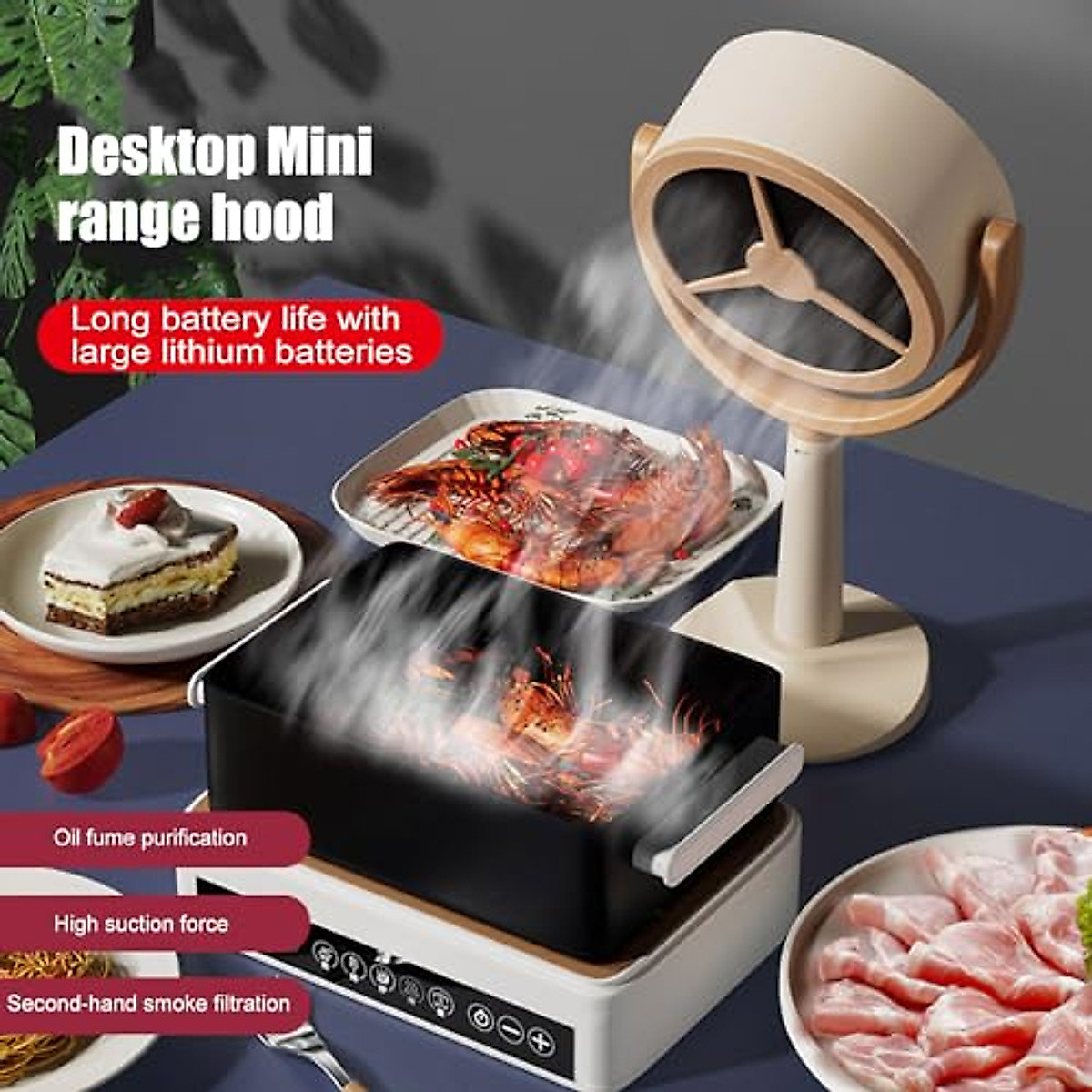 Mini Desktop Range Hood, Portable Range Hood, Adjustable Mini Extractor Hood With Strong Suction And Low Noise, Extractor Fan For Indoor Outdoor Easy To Clean