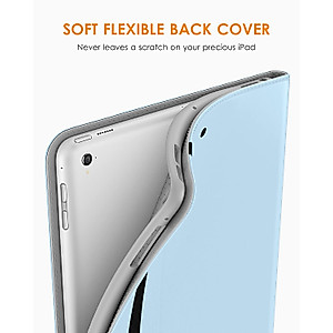 DTTO for iPad 9.7 Inch 5th/6th Generation 2018/2017 Case with Apple Pencil Holder, Premium Leather Folio Stand Cover Case for Apple iPad 9.7 inch, Also Fit iPad Pro 9.7/Air 2/Air - Ice Blue