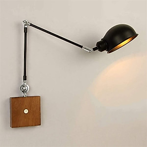 CONXEN Bedroom Wall Lights, Wall Sconces, Industrial Swing Arm Wall Lamp Wall Sconce Lighting Wall Light Fixtures Plug in Cord with On Off Switch Base Compatible with Indoor and Bedroom