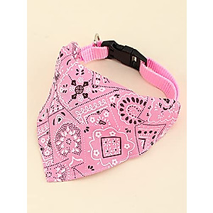 Milumia Pet Floral Print Dog Bandana Adjustable Buckle Dogs Scarf Pet Accessories Pink Medium