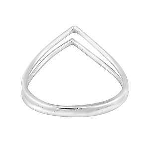 AeraVida Sleek Double Chevron Curved Wave .925 Sterling Silver Band Ring (9)