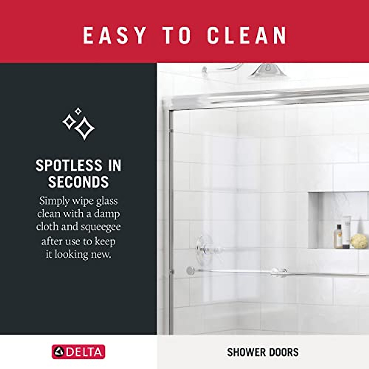 Delta Shower Doors SD3172271 Trinsic Semi-Frameless Traditional Sliding Shower Door 60in.x70in, Chrome Track