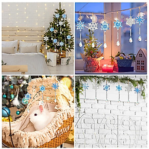 Perthlin 6 Pieces Winter Snowflake Diamond Art Kits Double Sided Diamond Art Suncatchers Wind Chimes Hanging Diamond Art Ornaments Accessories for Kids DIY Crafts Christmas Home Windows Decoration