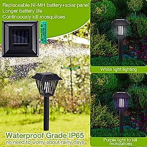 12 Pcs Solar Bug Zapper Outdoor 2 in 1 Solar Mosquito Fly Killer Waterproof Lighting Mosquito Repellent Lamp LED Mosquito Killer Light for Indoor Outdoor, Black