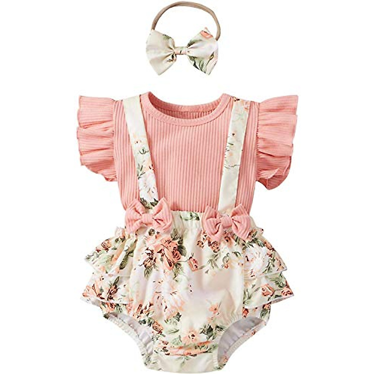 Voonlie Baby Girl Clothes Outfits 3PCS Newborn Infant Baby T Shirt Shorts Headband Summer Set