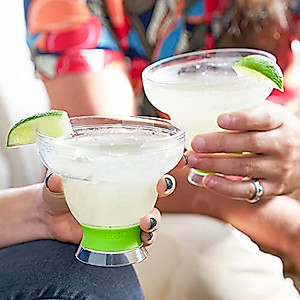 Host Freeze Stemless Margarita Glasses, Double Walled insulated Margarita Cups, Frozen Cocktail Glass, Plastic Chilled Drinkware, Margarita Gift, set of 2, 12oz, Green
