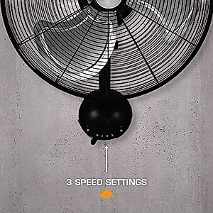 Hurricane Wall Mount Fan - 20 Inch, Pro Series, High Velocity, Heavy Duty Metal Wall Mount Fan for Industrial, Commercial, Residential, and Greenhouse Use - ETL Listed, Black