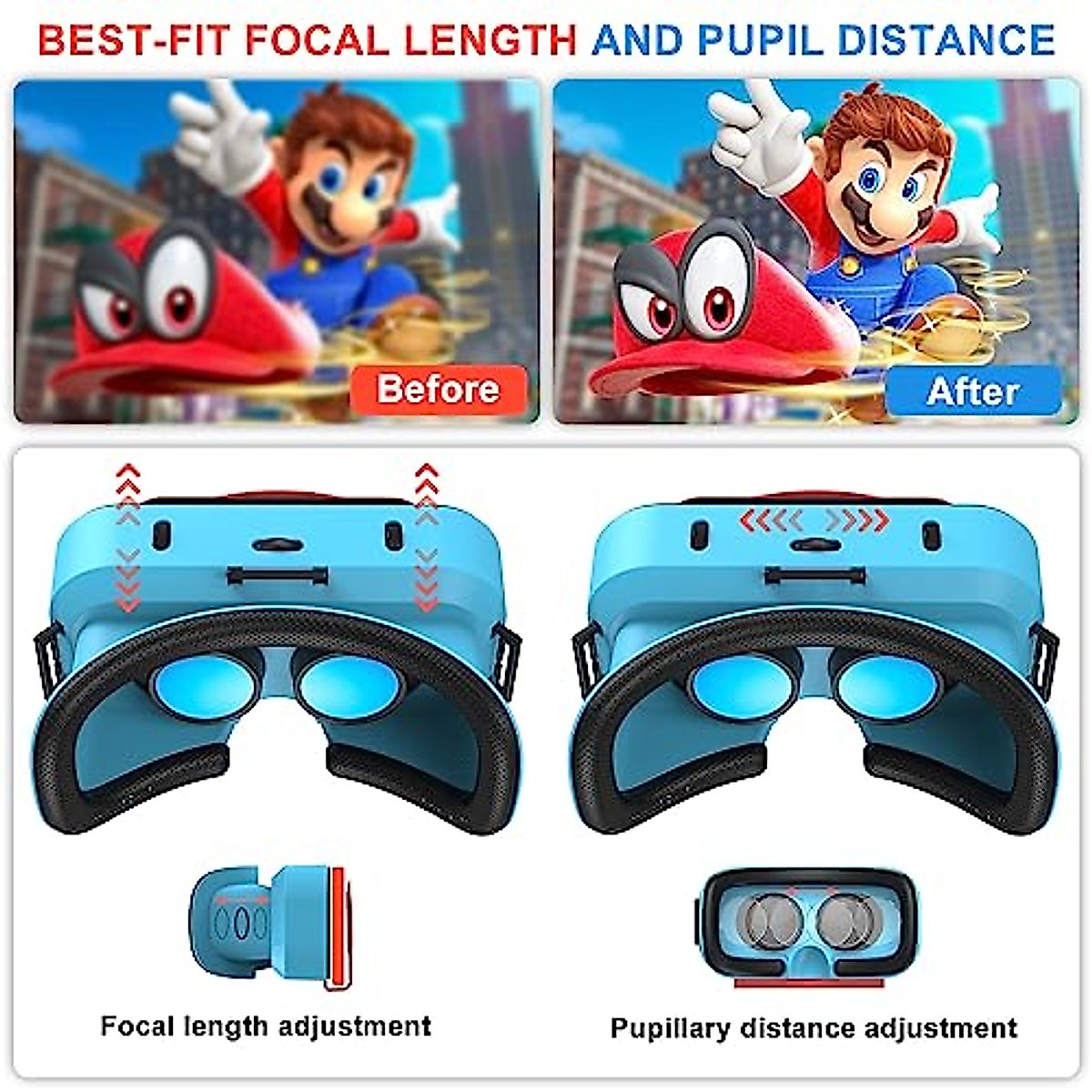 WinDrogon VR Headset, Designed for Nintendo Switch & Switch OLED Accessories for Switch VR Games, Labo VR and YouTube VR, VR Glasses with Adjustable Pupil Distance and Adjustable Switch Goggles Strap…