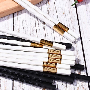 Whitenesser 5 Pairs White Chopsticks, Reusable Japanese Chinese Korean Chop Sticks Dishwasher Safe, 9.5" Chopsticks (White)